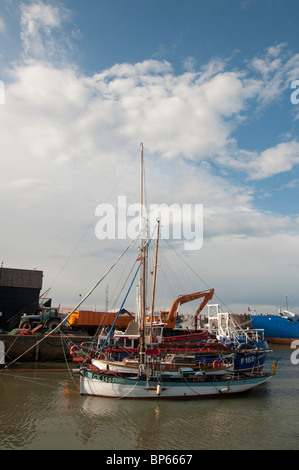 traditional oyster yawls in Whitstable harbour kent england uk Stock ...