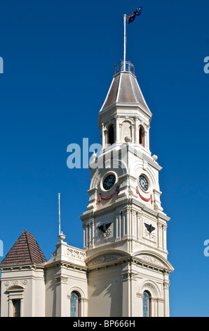 Clock tower of the Town Hall, Fremantle, Perth, Western Australia. No ...