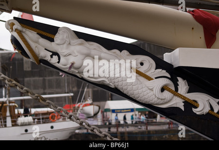 Ship Mermaid Figurehead on Front of Fishing Boat Stock Photo - Alamy