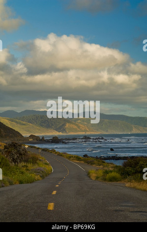 The Mattole Road along the ocean at the Lost Coast near Cape Mendocino ...