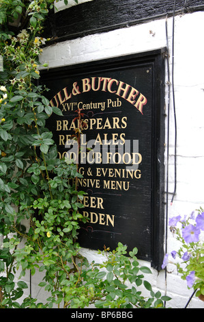 The Bull and Butcher pub sign, Turville, Buckinghamshire, England, UK ...