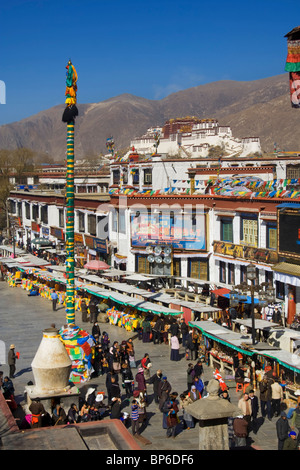 Barkhor square with Potala palace, Lhasa, Tibet Stock Photo - Alamy