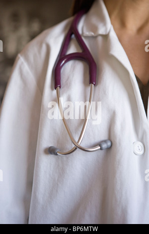 Stethoscope around doctor's neck Stock Photo - Alamy