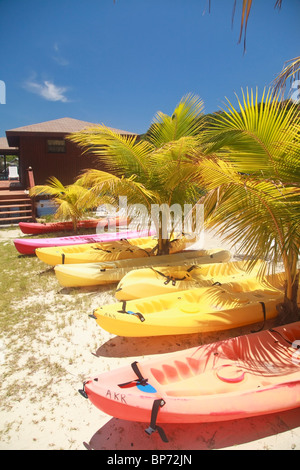 Roatan, Bay Islands, Honduras; Kayaks On The Beach At Anthony's Key ...