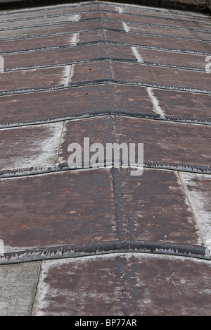 lead roof showing signs of weathering and oxidation from atmospheric ...