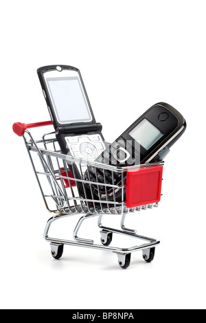 Mobile phones and a shopping cart Stock Photo - Alamy