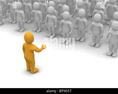 Conceptual image of man leading group of people to the right way Stock ...