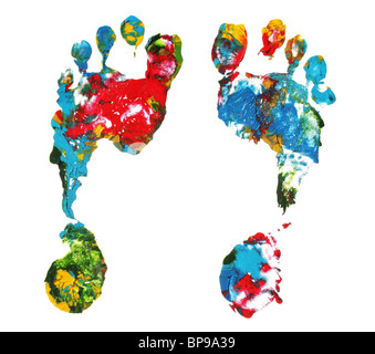 Rainbow colored footprints Stock Photo - Alamy