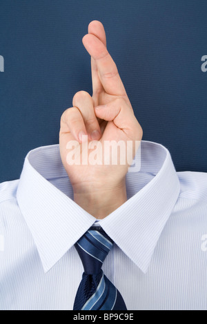 Finger crossed gesture, symbol of luck and fortune, hand raised in ...