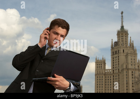 Russia. Moscow. The man with a laptop Stock Photo - Alamy
