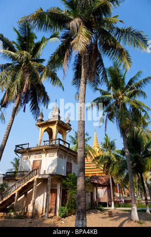 Cambodian monastery and palm trees - Kandal Province, Cambodia Stock ...