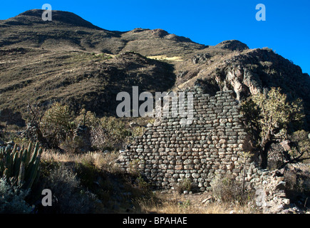 Pre Inca ruins of the town of Uyo Uyo, near Chivay, Colca Canyon area ...