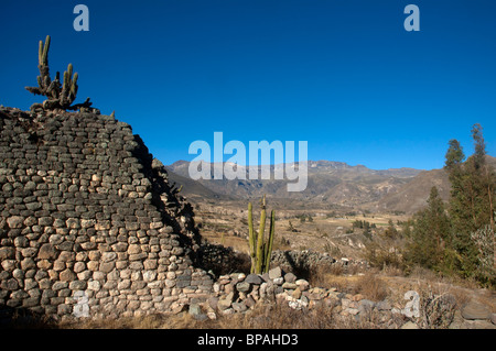 Pre Inca ruins of the town of Uyo Uyo, near Chivay, Colca Canyon area ...