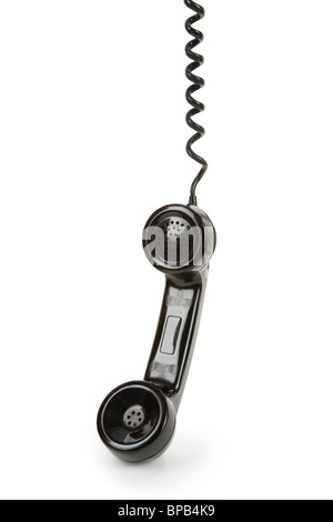 Black telephone Receiver with white background Stock Photo - Alamy