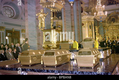 Remains of Tsar Nicholas and family at the Peter and Paul cathedral ...