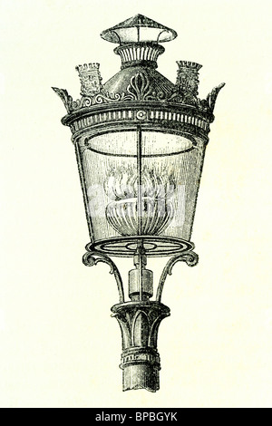 19th century drawing of a Gas street lamp; London; 1851 Stock Photo ...