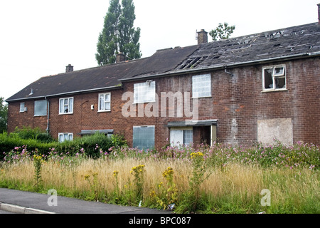 Derelict homes on council housing estate in Croxteth, Liverpool Stock ...