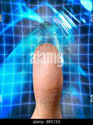 Thumb Verify scan for biometric security system Stock Photo - Alamy