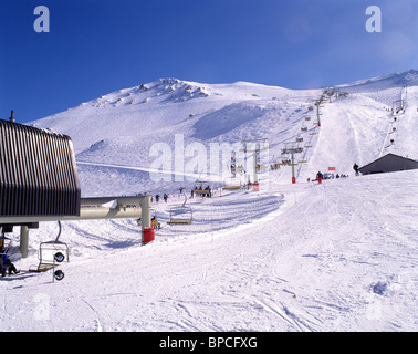 Ski slopes of Mount Hutt Ski Field, Southern Alps, Canterbury Region ...