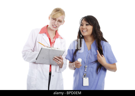 Pharmacist double checking prescriptions Stock Photo - Alamy