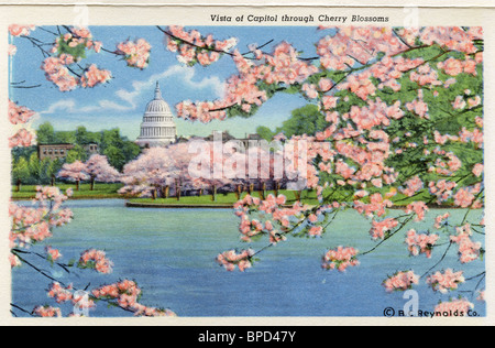 1935 old color postcard, Capitol building, Washington DC, USA Stock ...