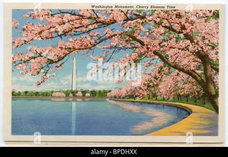 1935 old color postcard, Washington Memorial, Washington DC, USA Stock ...