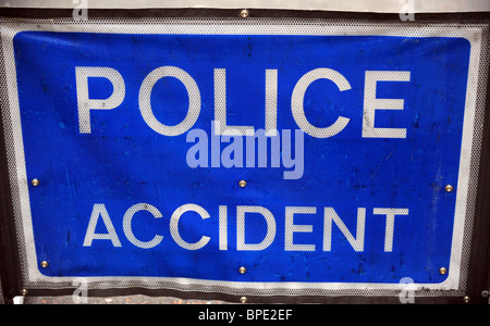 A police accident road closed sign Stock Photo - Alamy