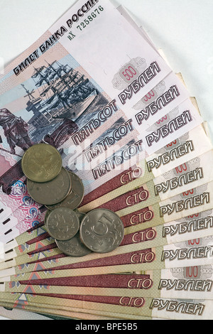 Paper banknotes Russian Rubles. Rubles is the national currency of ...