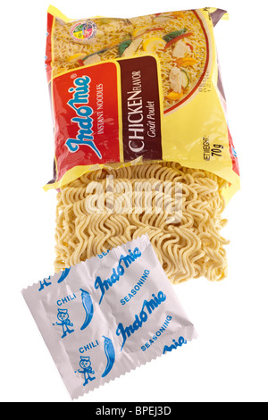 Packet of Indomie dried instant noodles and flavouring in sachet Stock ...