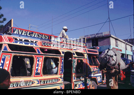 HAITI 'TAP-TAP' PUBLIC TRANSPORT. PORT AU PRINCE Stock Photo - Alamy