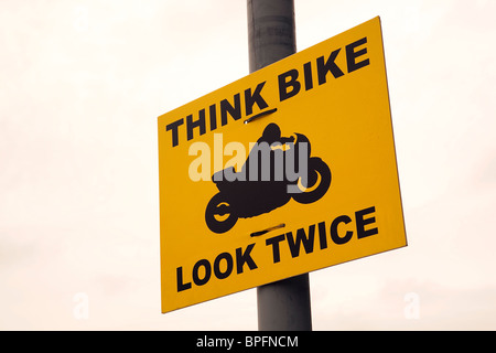 Think Bike road safety sign in the UK Stock Photo - Alamy