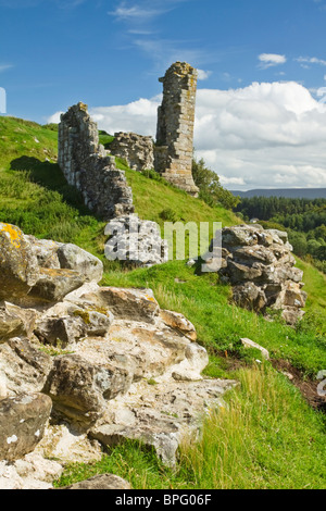 The ruined walls of Harbottle Castle in the Northumberland National ...