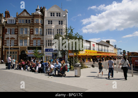 The High Street in Clacton, a seaside town in the East of the UK with ...