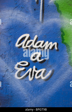 Adam and Eve graffiti on a wall, Berlin, Germany Stock Photo - Alamy