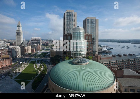 Buildings in a city, Rowes Wharf, Harbor Towers, Boston Harbor, Boston ...