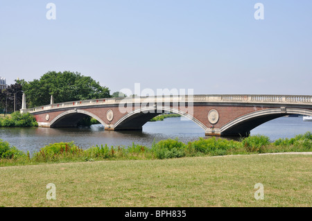 The John W. Weeks Bridge, a pedestrian bridge over the Charles River ...