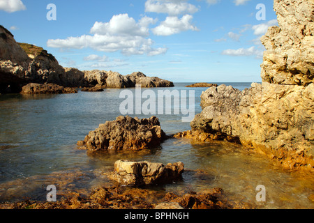 The coast sea and rocks at Marsden Bay near Whitburn County Durham ...