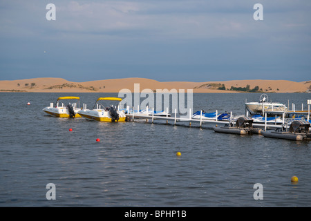 View with pontoons and boats on Lake Zurich, Switzerland Stock Photo ...