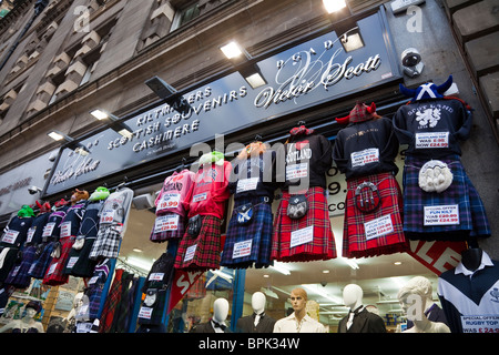 Scottish souvenirs for sale in a tourist shop on the Royal Mile in ...