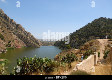 view of Pantano de Tibi (reservoir and dam) Tibi, Alicante Province ...
