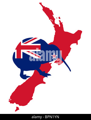 Kiwi Bird New Zealand Flag Shield Retro Stock Photo - Alamy