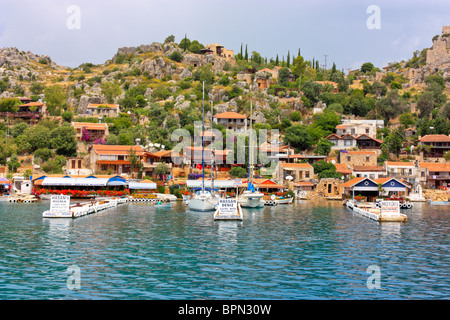 Simena, a tourist village with Marina in the Aegean, Turkey Stock Photo ...