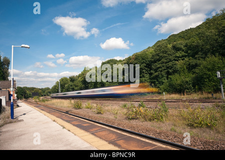Dore and Totley railway station platform and tracks in Sheffield ...