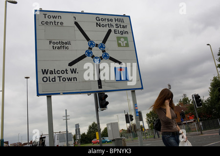 A sign showing Swindon's famous Magic Roundabout road system Stock ...