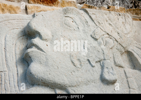 Limestone relief in the Palace, Maya ruins of Palenque, Mexico Stock ...