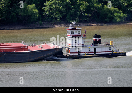Barge on the Ohio River between Cincinnati, Ohio and Constance ...