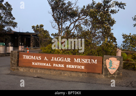 People at the Thomas A. Jaggar Museum overlook in Volcanoes National ...