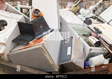 Scrap metal pile with home appliances and white goods collected for ...