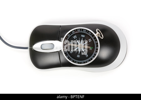 Computer Mouse and Compass, internet concept Stock Photo - Alamy