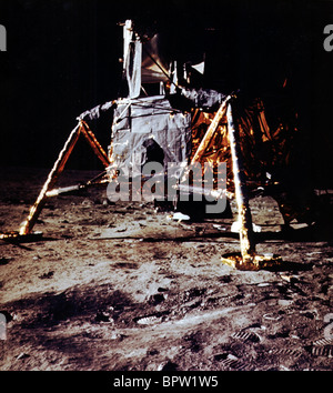 Apollo 11 Lunar Module on the Moon An Astronaut is Shown Working at the ...